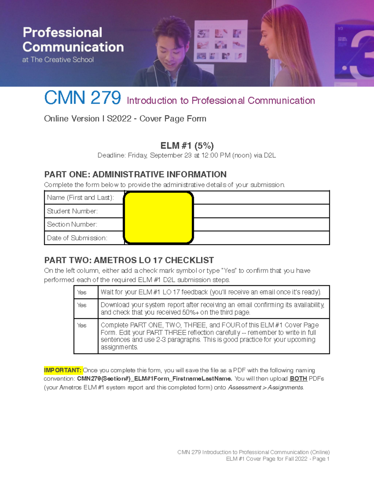 CMN279 279 OUTLINE - CMN 279 Introduction to Professional Communication Online Version | S2022 ...