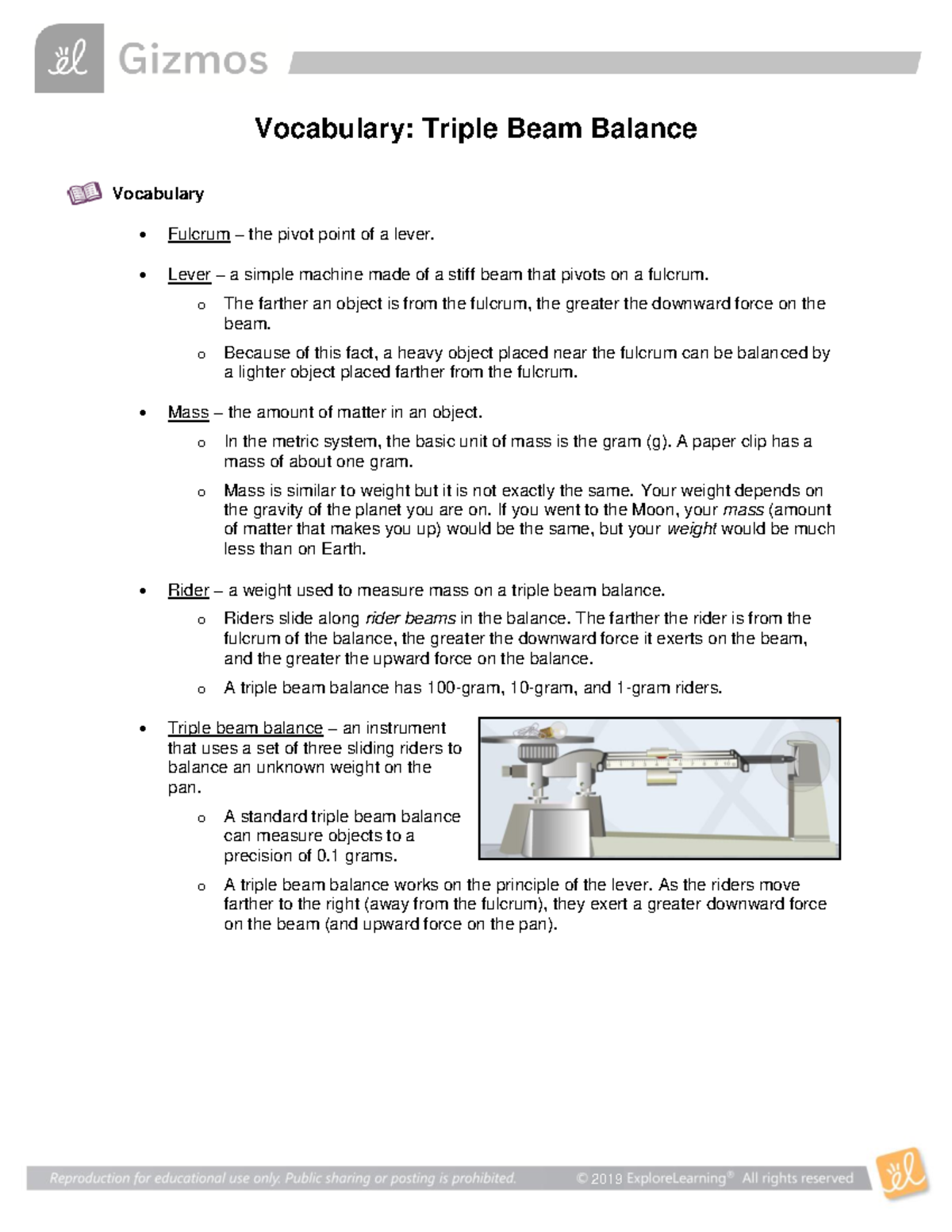 Triple Beam Vocab - science - 2019 Vocabulary: Triple Beam Balance ...
