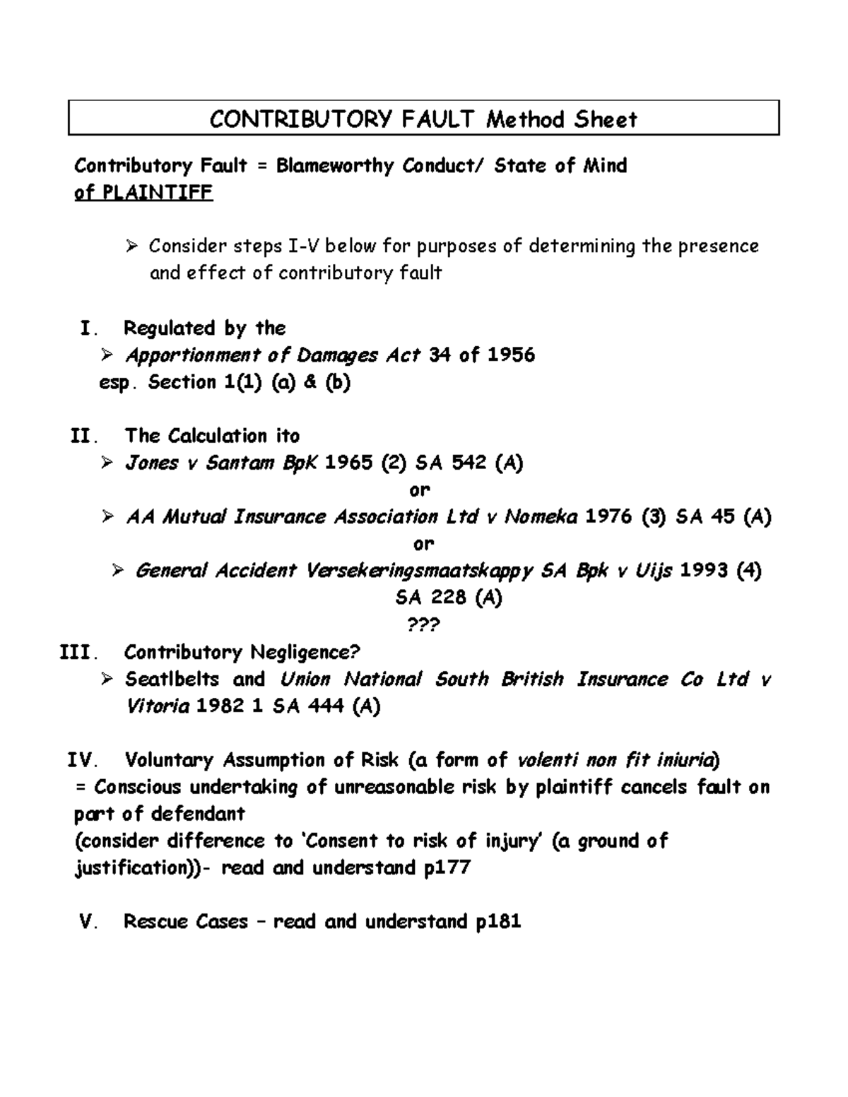 Contributory Fault Method Sheet 2020 - CONTRIBUTORY FAULT Method Sheet ...