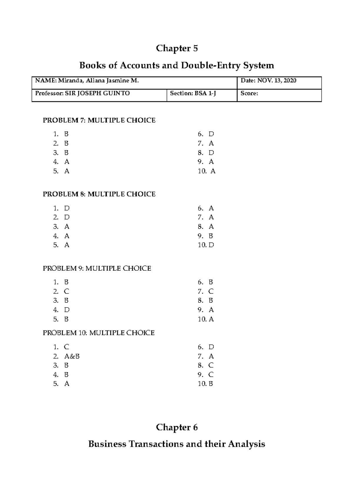 ( Acctg) Answers - need help - Chapter 5 Books of Accounts and Double ...