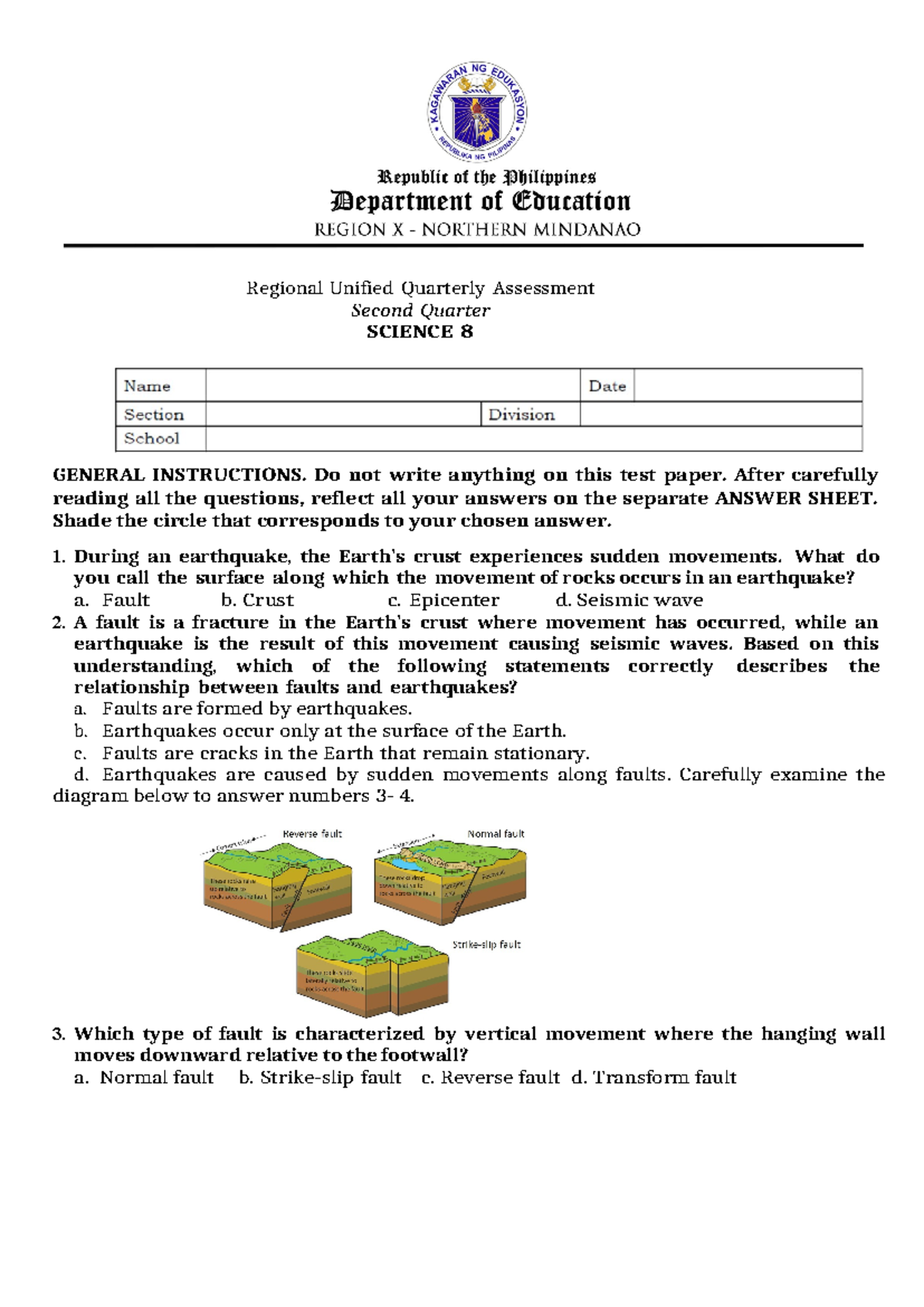 Science 8 2nd Quarter Final RUQA - Regional Unified Quarterly ...