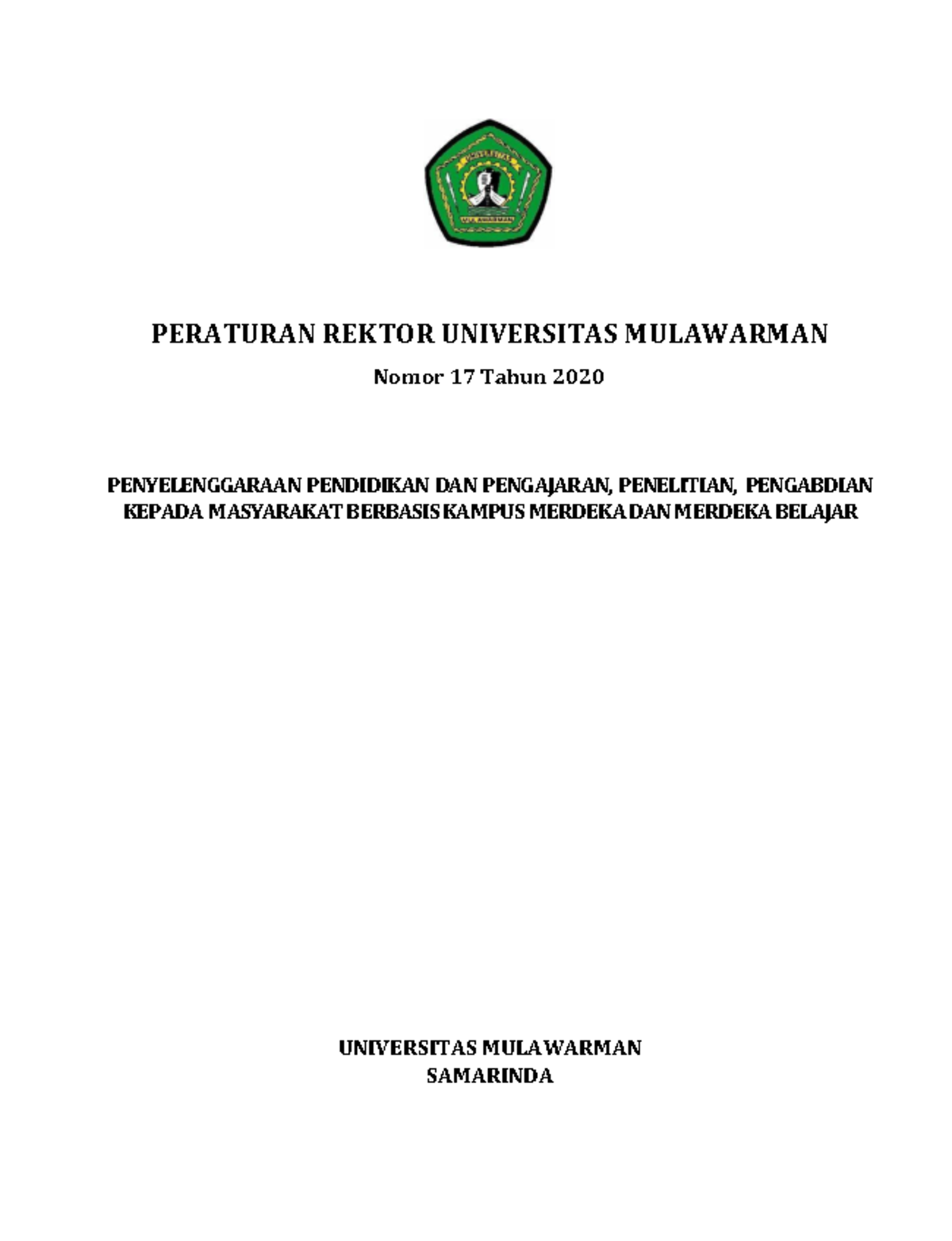 Pedoman Pendidikan Unmul - PERATURAN REKTOR UNIVERSITAS MULAWARMAN ...
