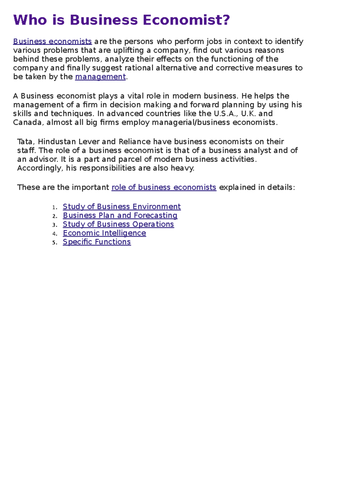 Role of business economist - Who is Business Economist? Business ...