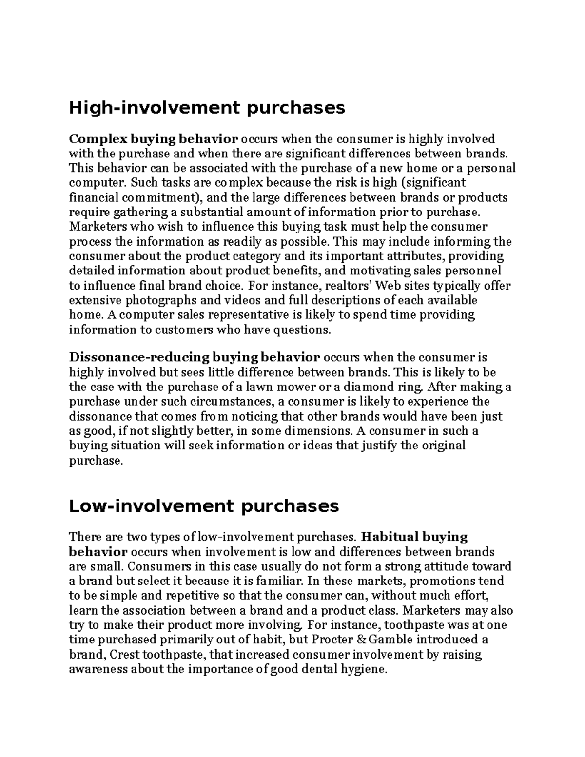 Chapter 4 consumer behavior - High-involvement purchases Complex buying ...