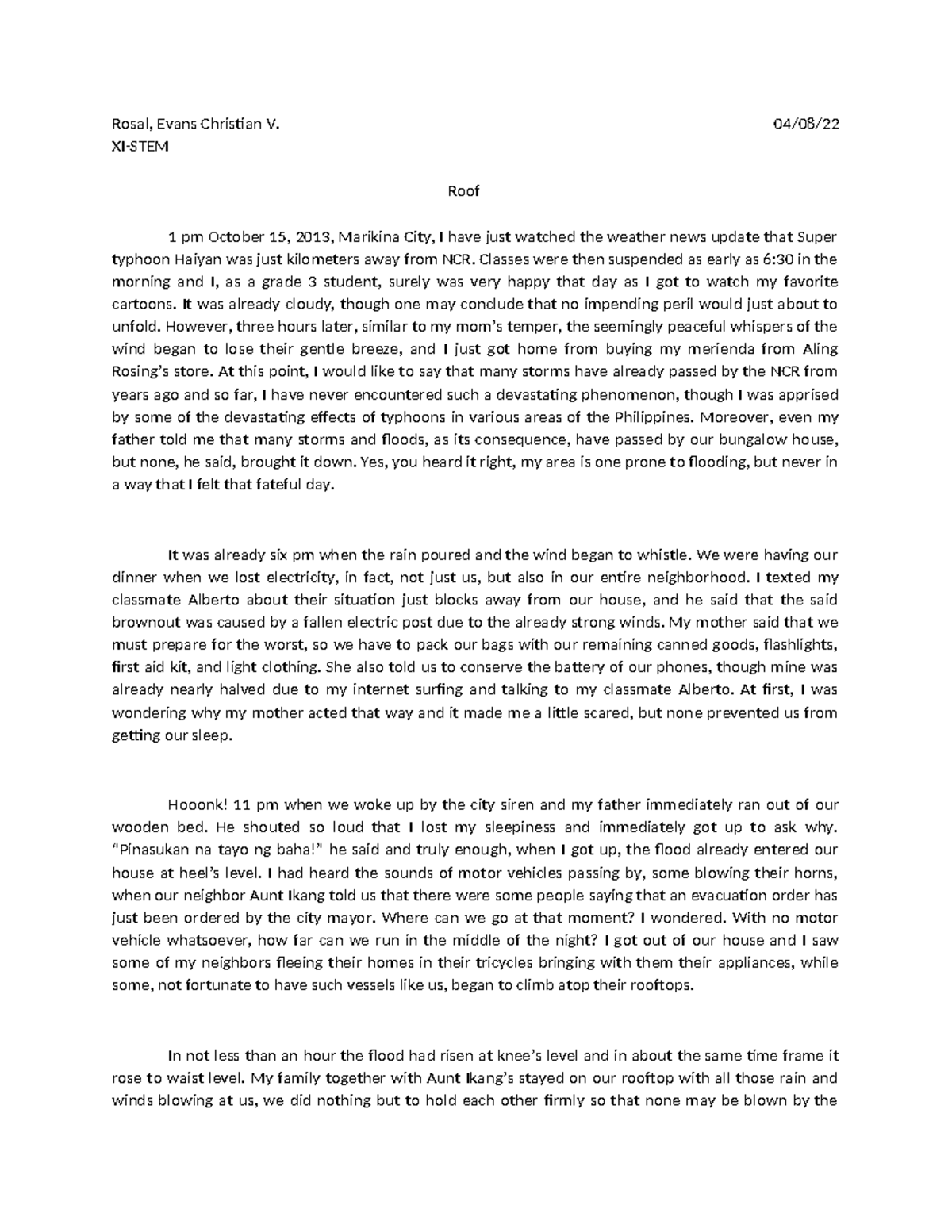 MODE OF Paragraph Assessment - Rosal, Evans Christian V. 04/08/ XI-STEM ...