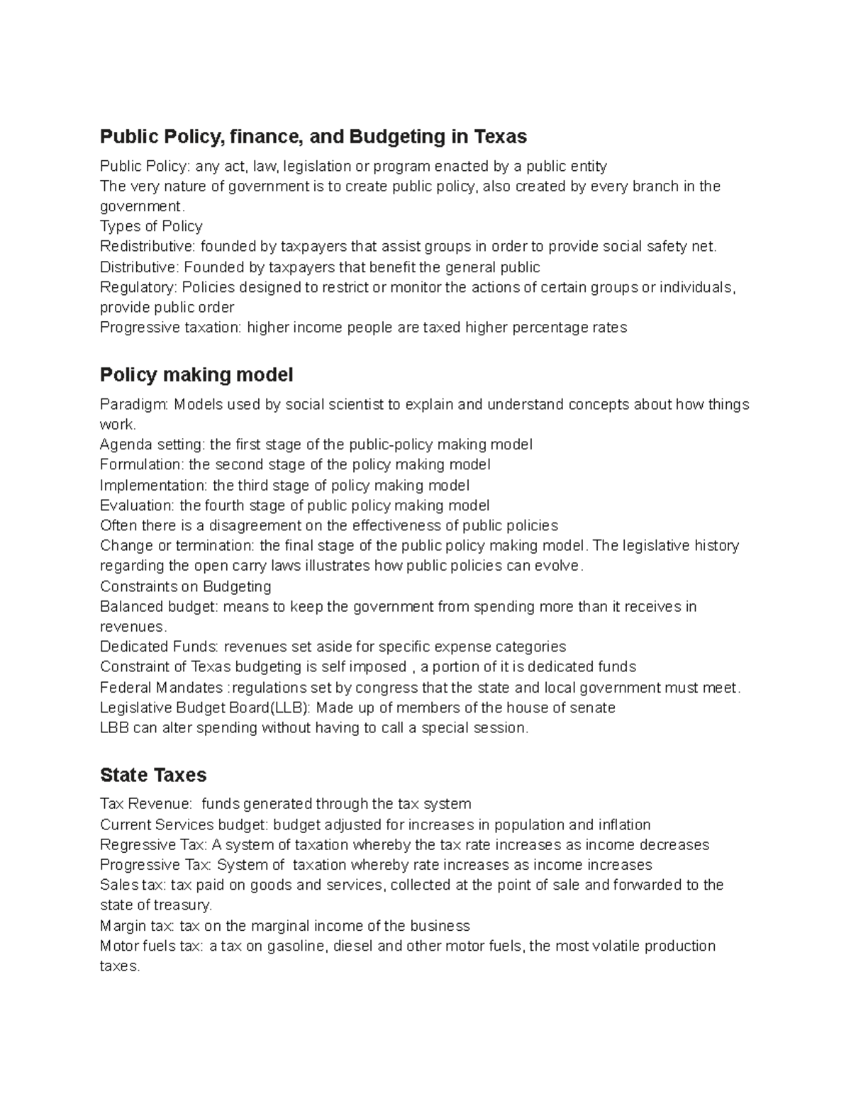 Chapter 13 - Notes on Texas government, helpful for quizzes - Public ...