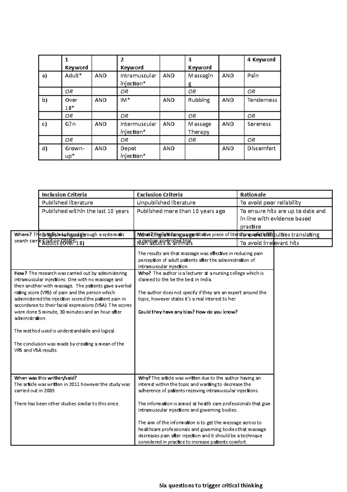 Updated Table about facets & boolean operators - formative - 1 Keyword ...