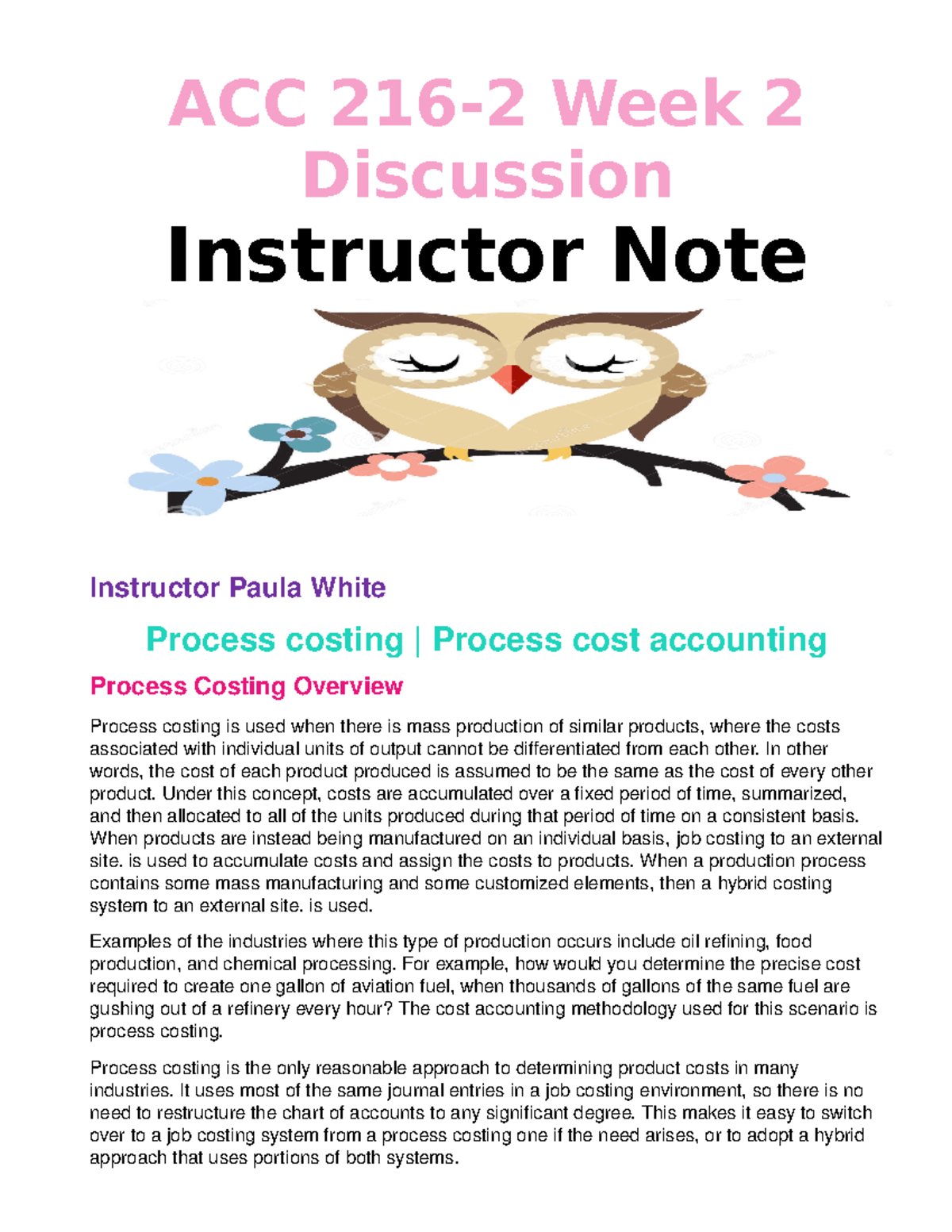 ACC216-2 Week 2 Discussion - Instructor Note - ACC 216-2 Week 2 ...