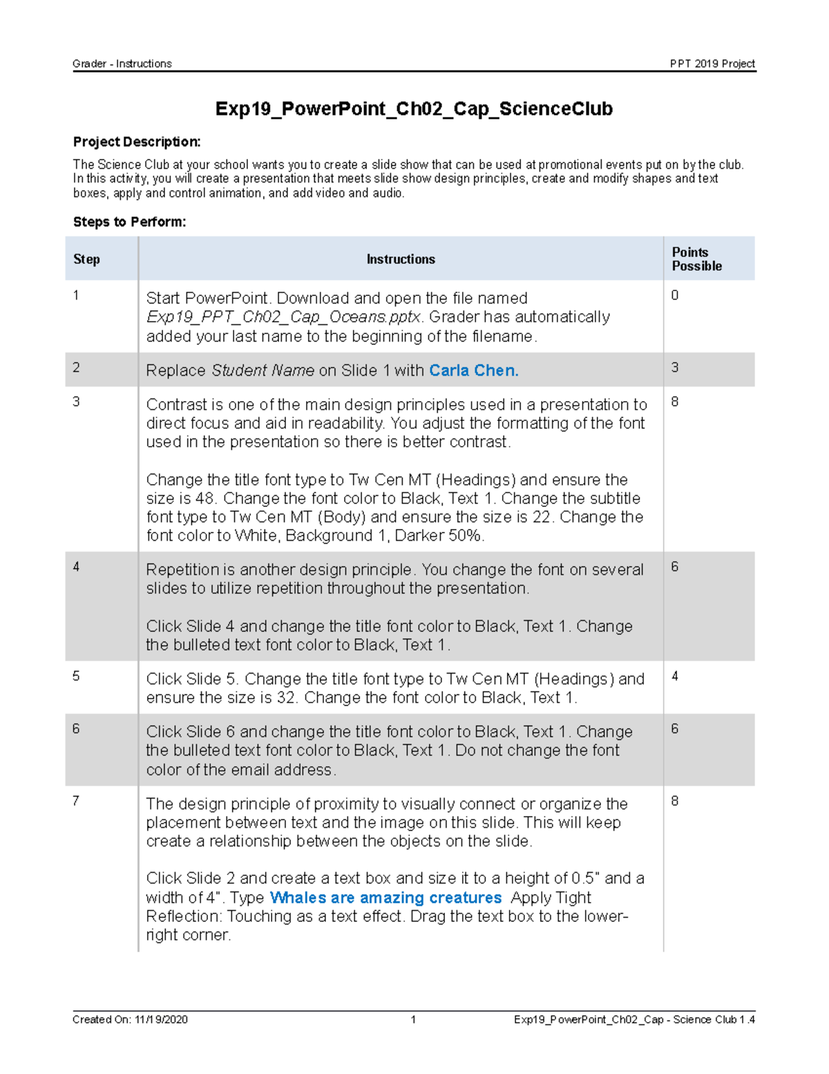 Exp19 Power Point Ch02 Cap Science Club Instructions - Grader - Instructions PPT 2019 Project ...
