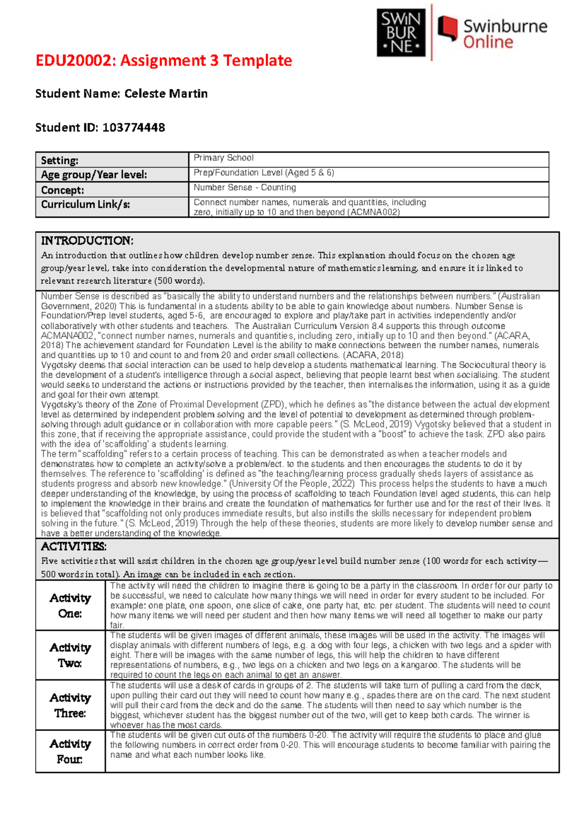 EDU2000 2 Assignment 3 Template - EDU20002: Assignment 3 Template ...