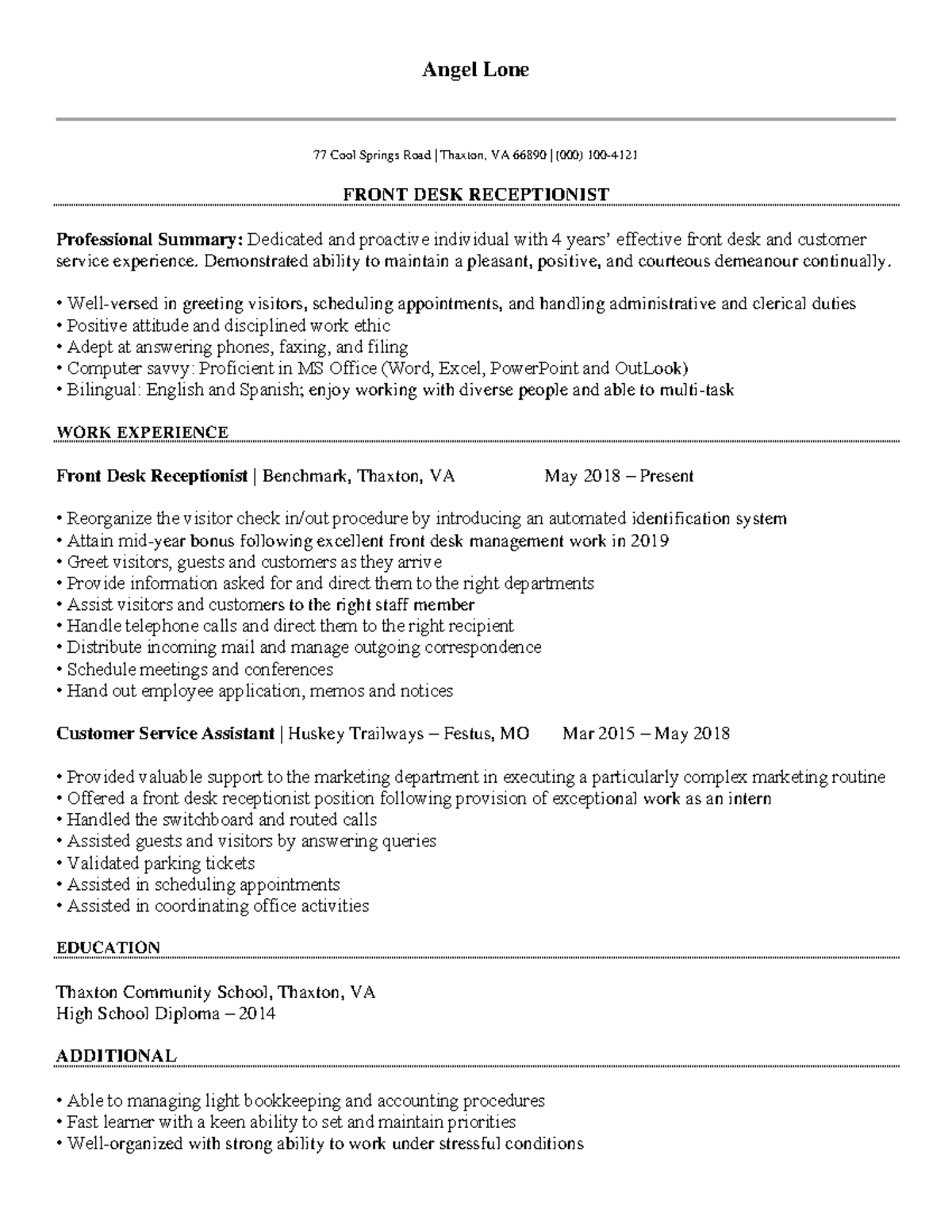 639e9adaca 96f 497879106 Resume A Angel Lone 77 Cool Springs Road