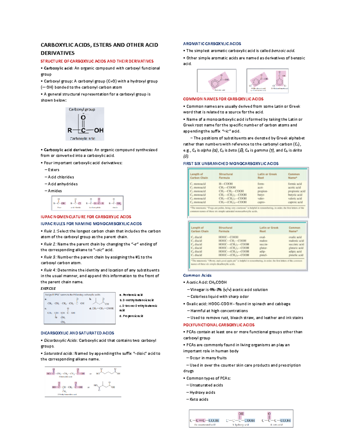 (5) Carboxylic Acids - ...... - CARBOXYLIC ACIDS, ESTERS AND OTHER ACID ...