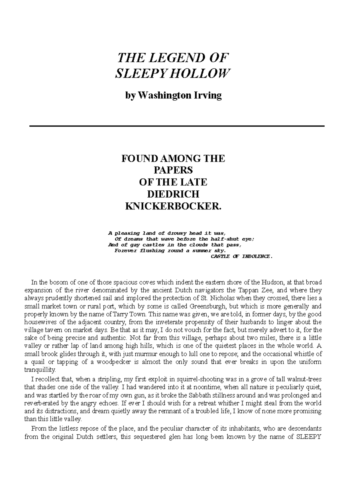 1. The Legend of Sleepy Hollow - THE LEGEND OF SLEEPY HOLLOW by ...