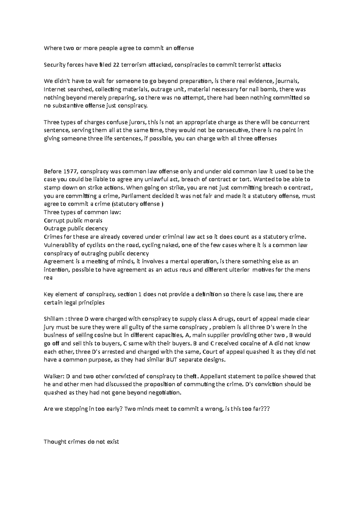 Conspiracy - revsion - Where two or more people agree to commit an ...