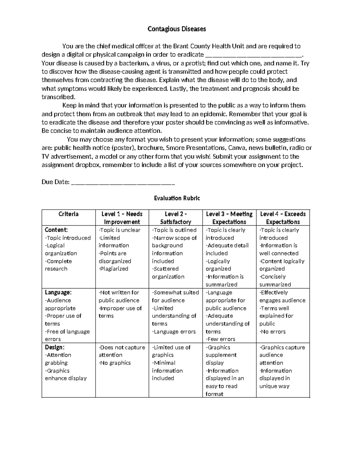 6. Contagious Diseases - new version - Contagious Diseases You are the ...