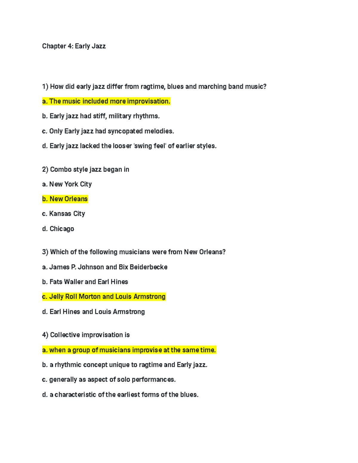 Chapter 4 Early Jazz - Chapter 4: Early Jazz How did early jazz differ ...