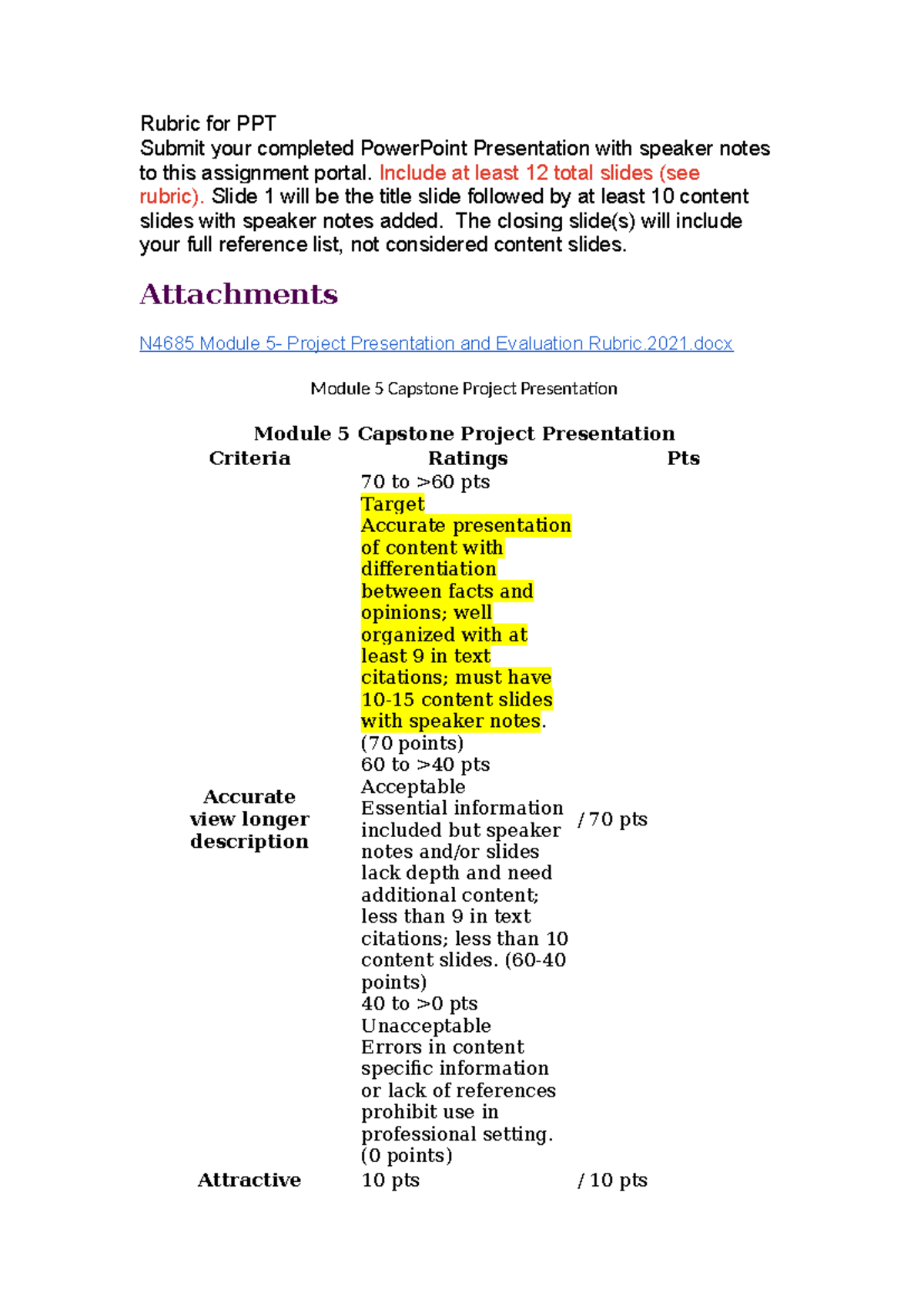 Rubric for PPT - Rubric for PPT Submit your completed PowerPoint ...