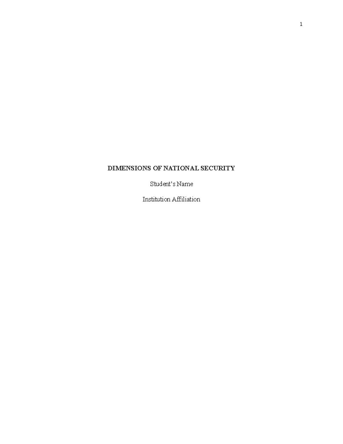 Dimensions of National Security - DIMENSIONS OF NATIONAL SECURITY ...