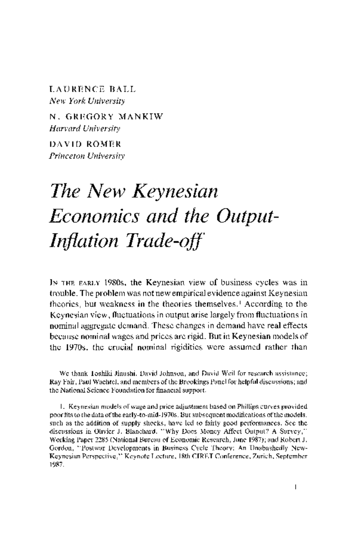 New keynesian - L A U R E N C E B A L L New York University N. G R E G ...