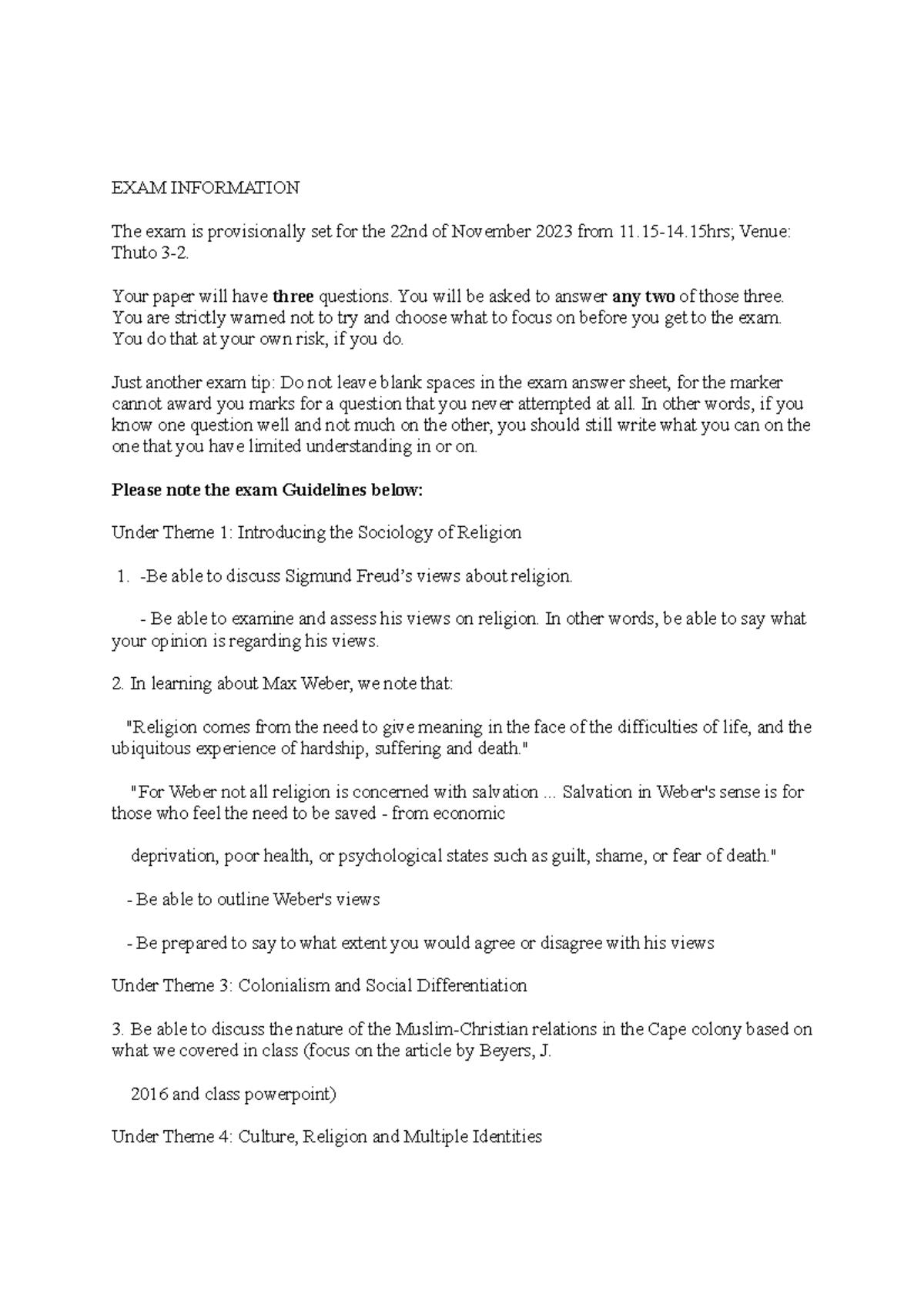 SOC EXAM Information - ... - EXAM INFORMATION The exam is provisionally ...