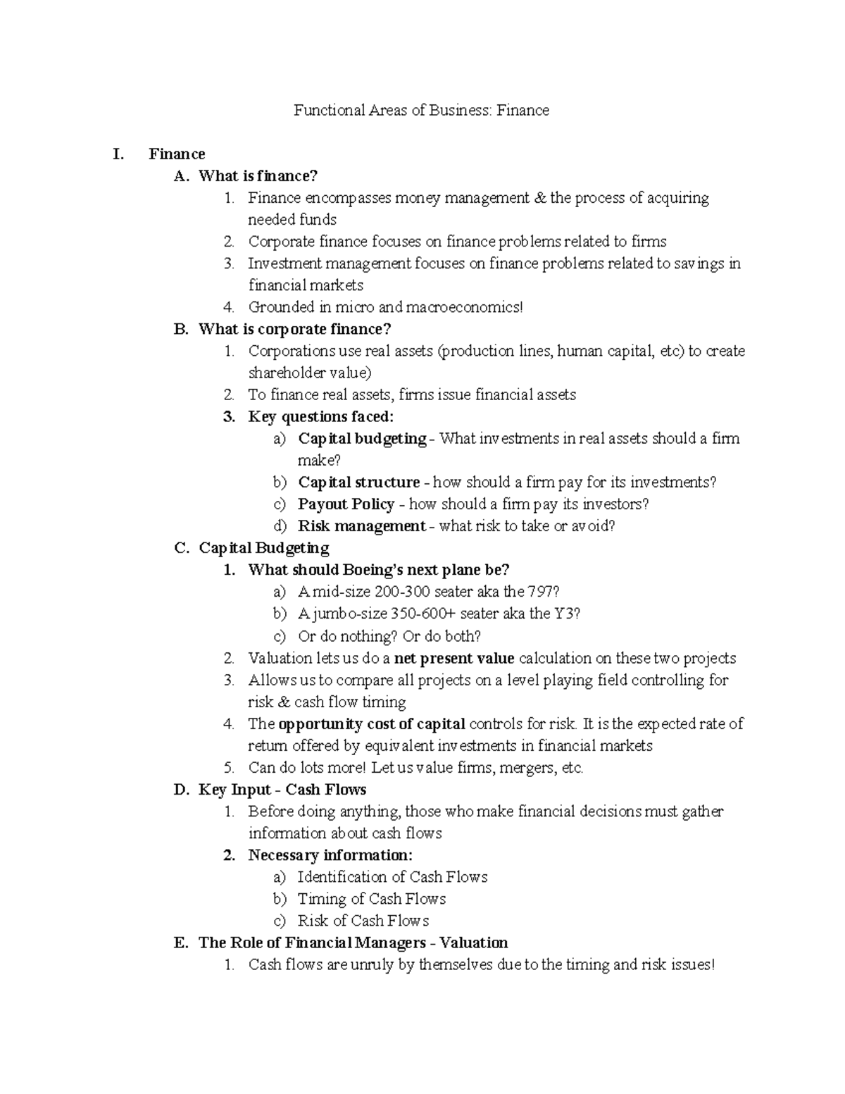 COMM 1800 Module Four - Functional Areas of Business Finance - Functional Areas of Business ...