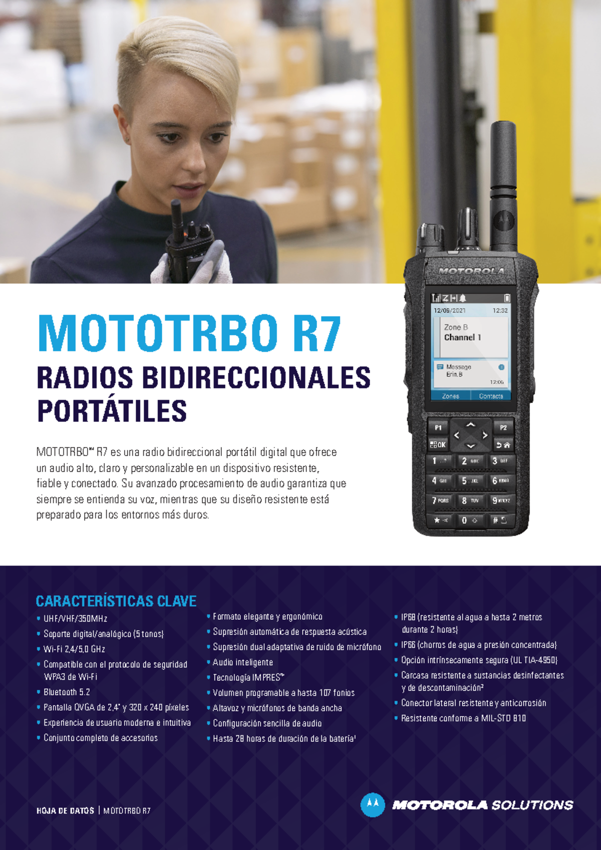 R7 Data Sheet ESP - MOTOTRBO R RADIOS BIDIRECCIONALES PORTÁTILES ...