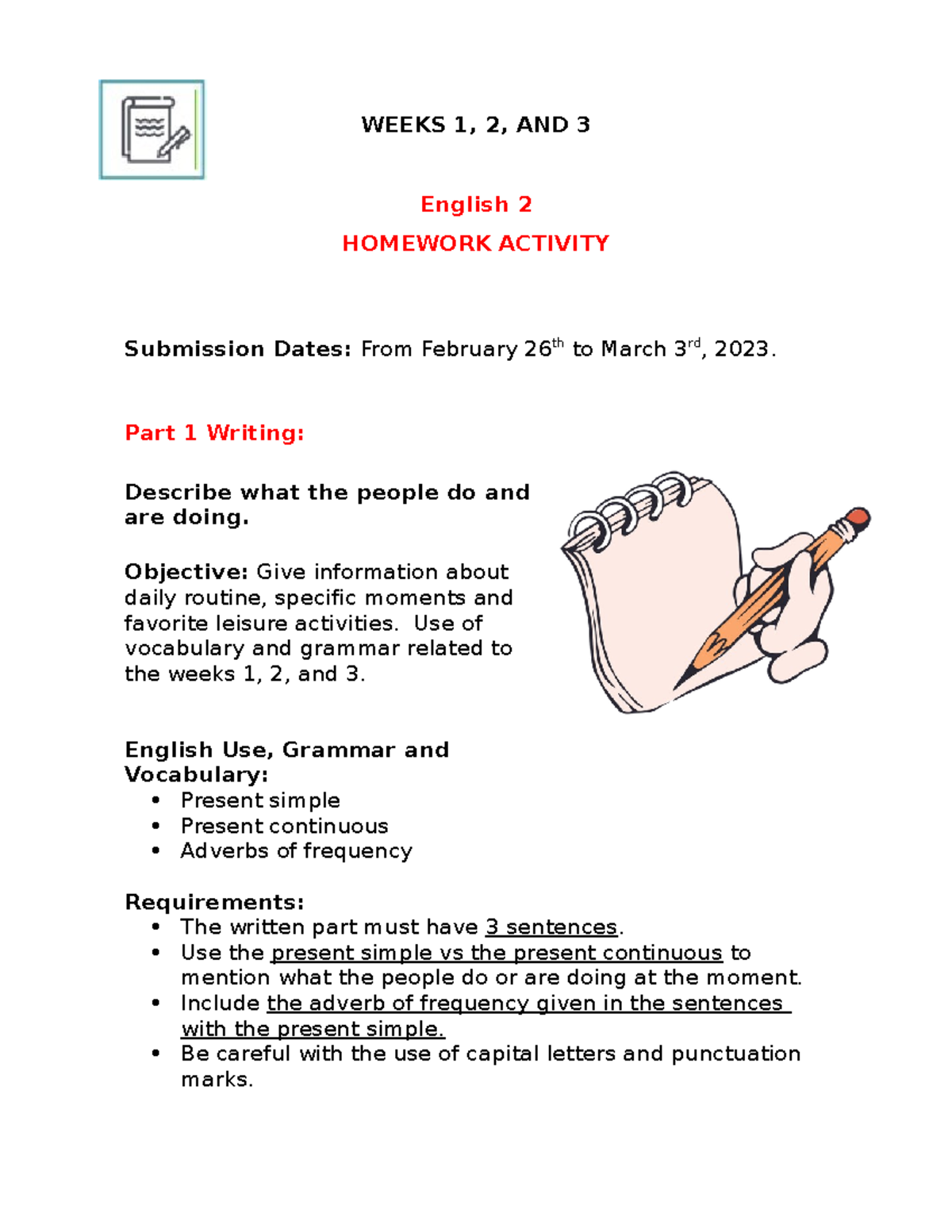 E2 Homework weeks 1,2, and 3 - WEEKS 1, 2, AND 3 English 2 HOMEWORK ...