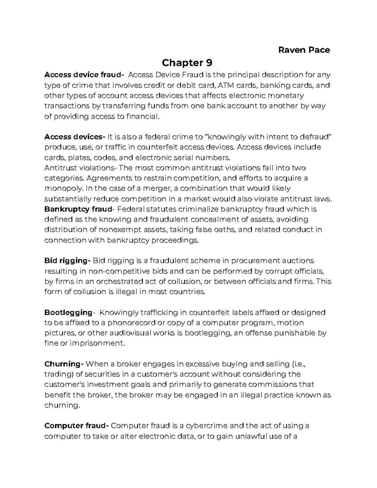 Chapter 9 Vocab - these are notes - Raven Pace Chapter 9 Access device ...