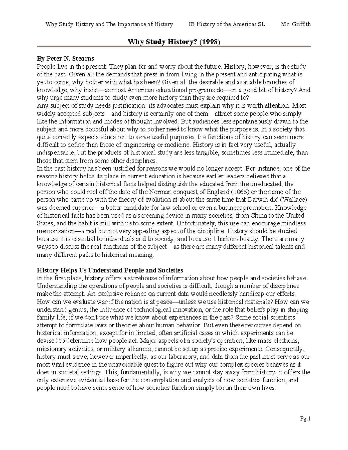 Why Study History and The Importance of History-1 - Why Study History ...