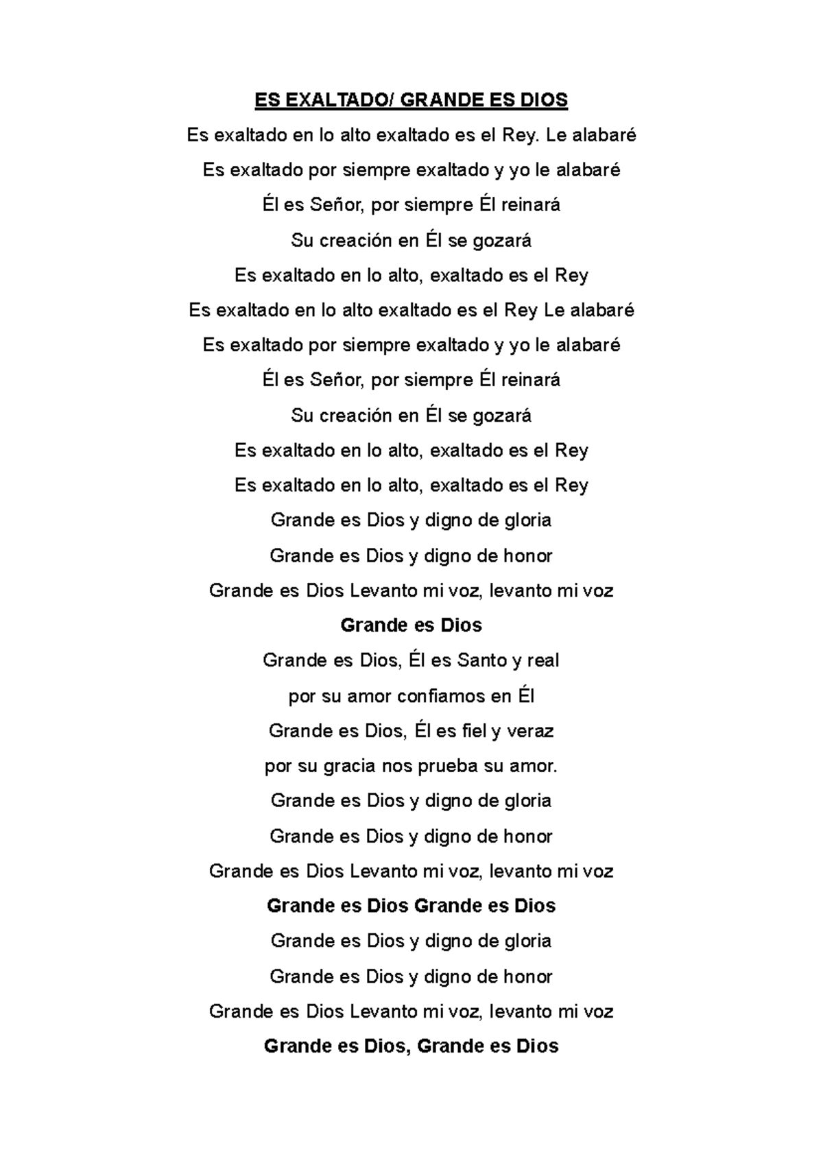 ES Exaltado Grande ES DIOS - ES EXALTADO/ GRANDE ES DIOS Es exaltado en ...