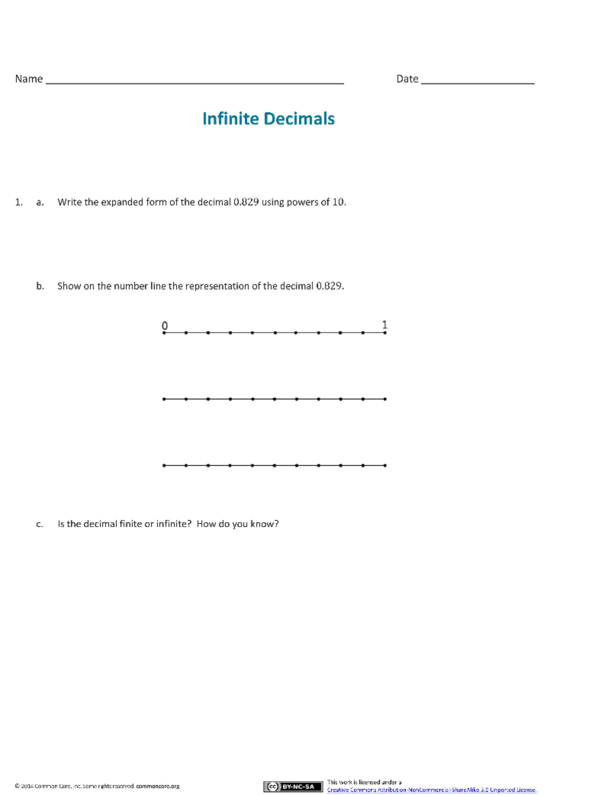 8ns Inifinte Decimals Worksheet Name Date Infinite Decimals 1 A Write The Expanded Form 
