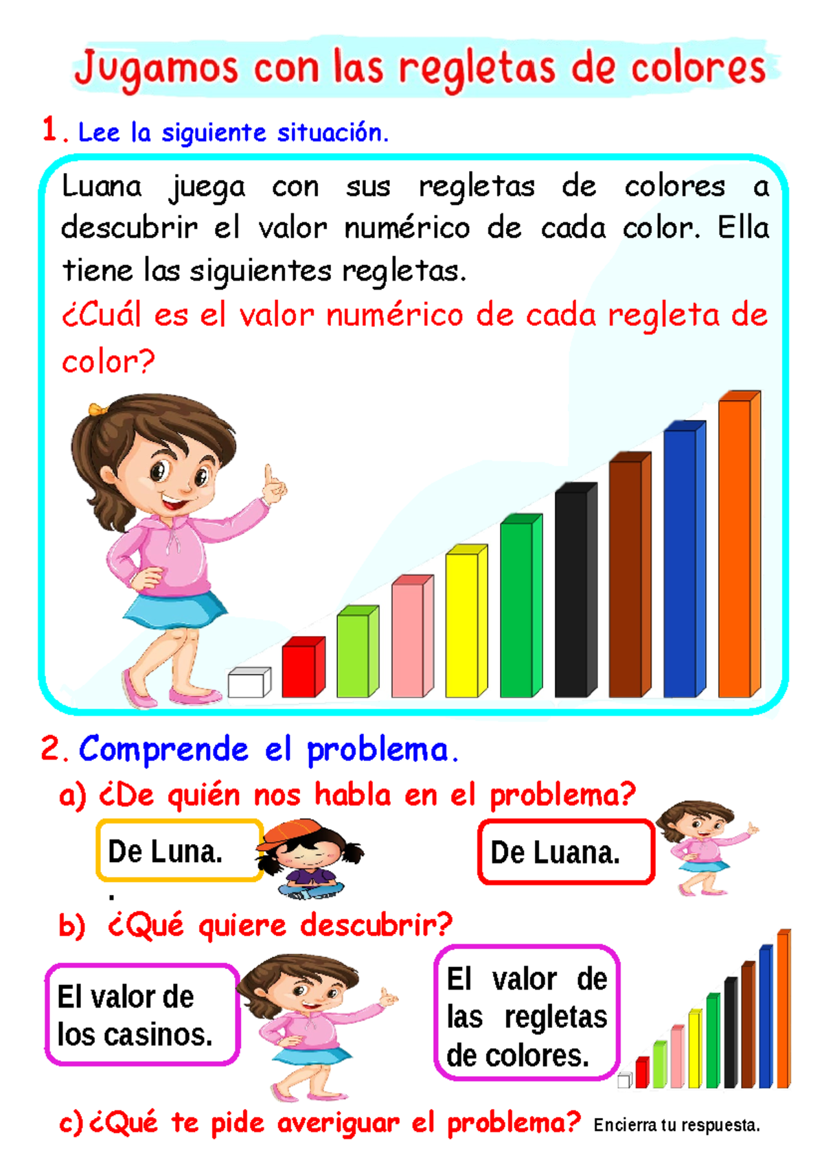 Ficha Jugamos CON LAS Regleta DE Colores Conocer SU Valor Maestra Janet ...