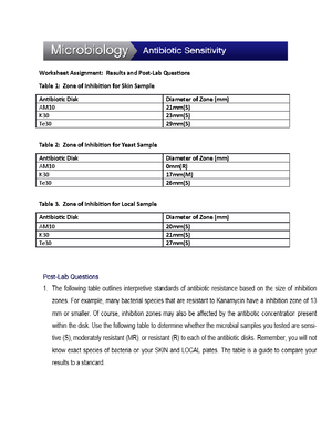 Lab 1 , expriment bio225 - EXERCISE 1: DATA INTERPRETATION What patterns do you observe based on ...