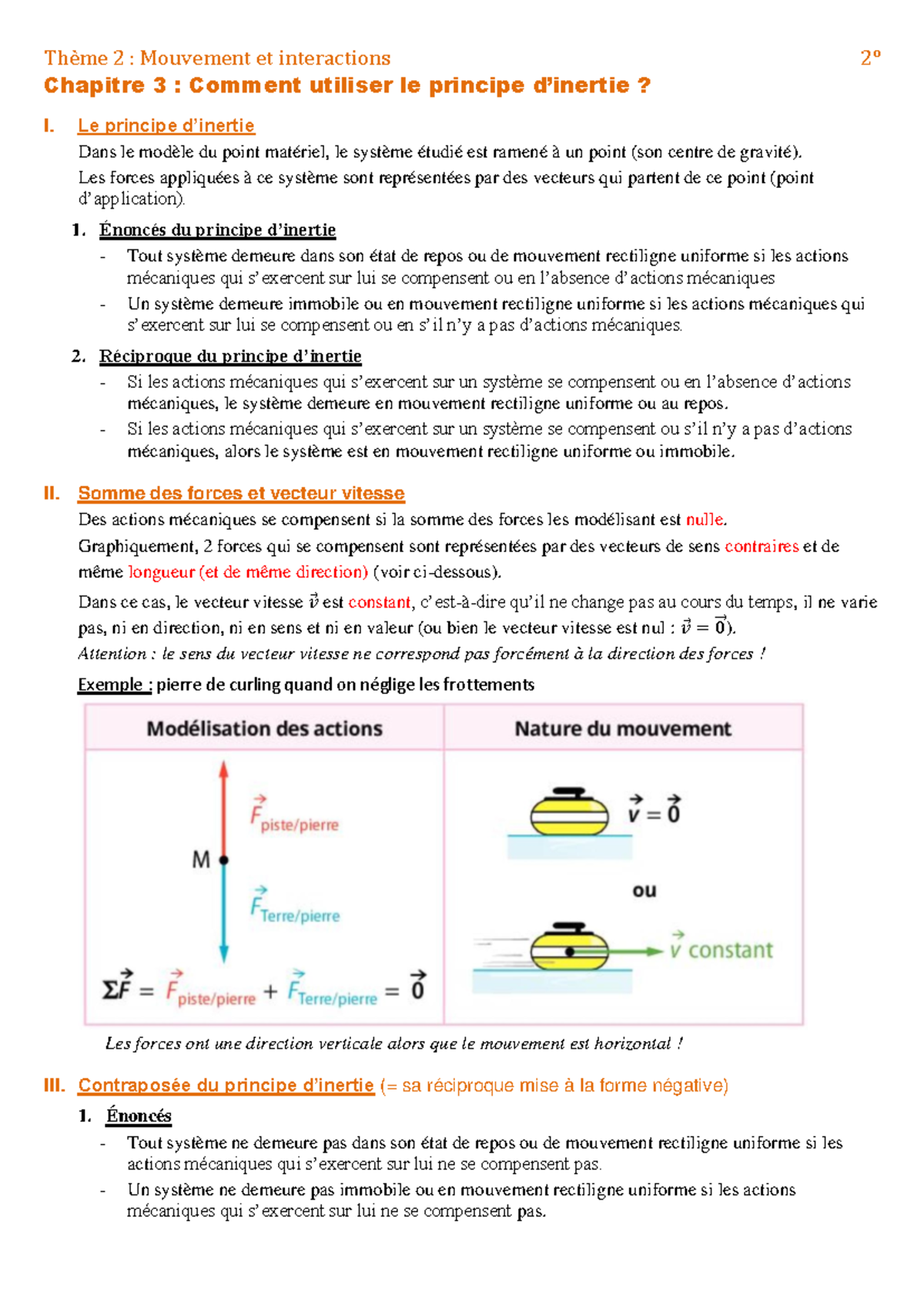 2nde Th2-3 Principe inertie-1 - Thème 2 : Mouvement et interactions 2° Chapitre 3 : Comment ...