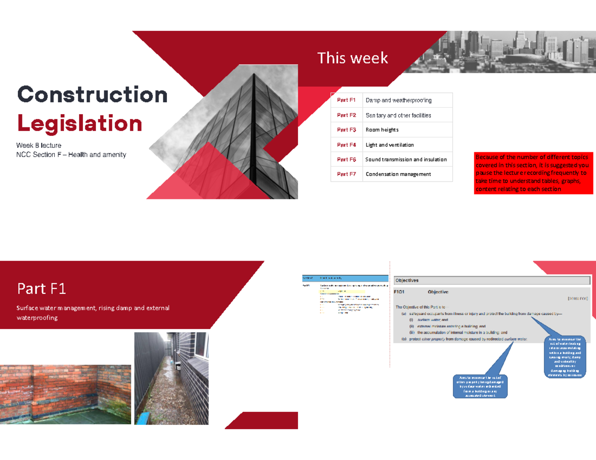 W8- Assessment and lecture - Construction Legislation Room heights ...