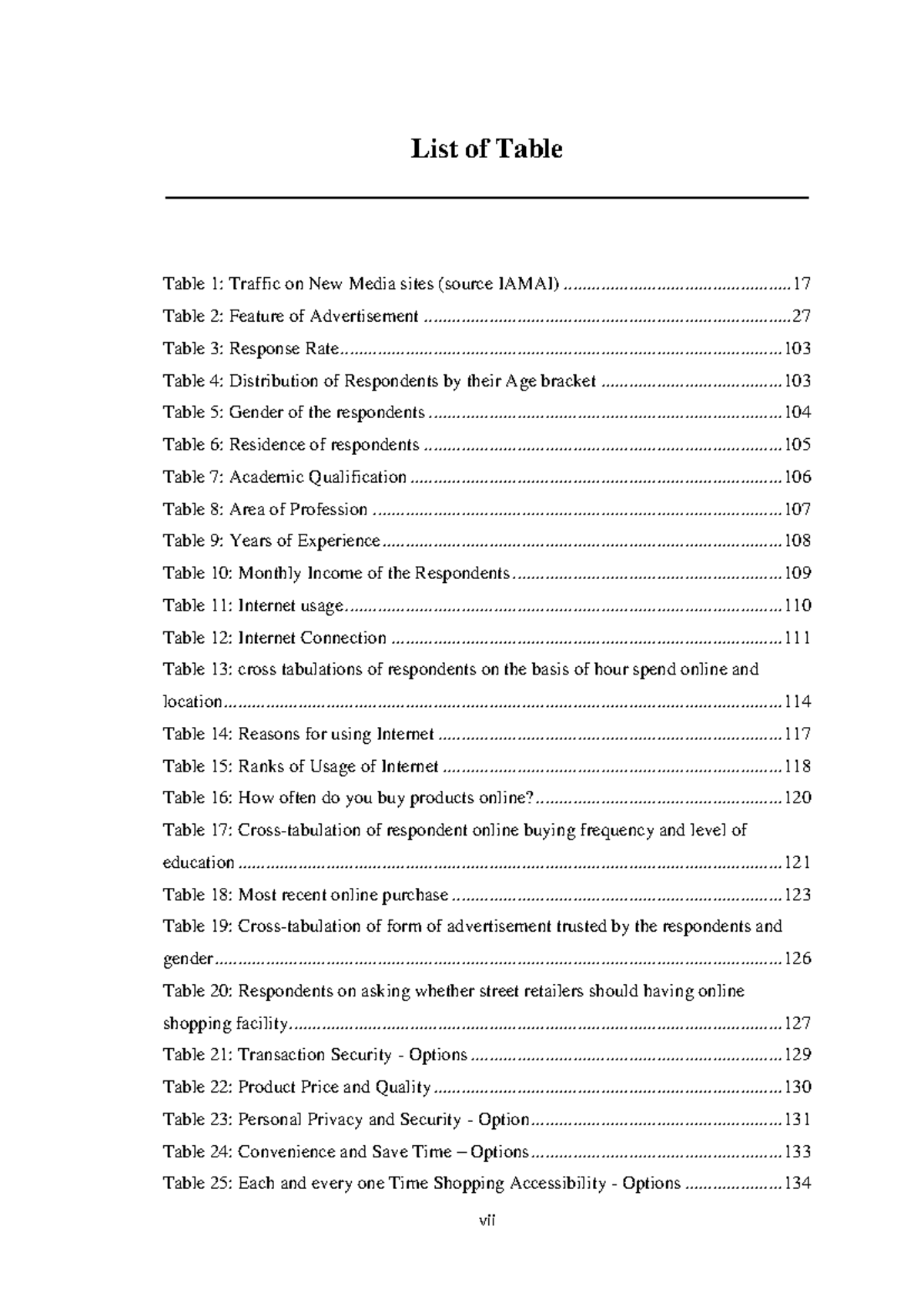 03 list of tables - ewb4by3 - vii List of Table Table 1: Traffic on New ...