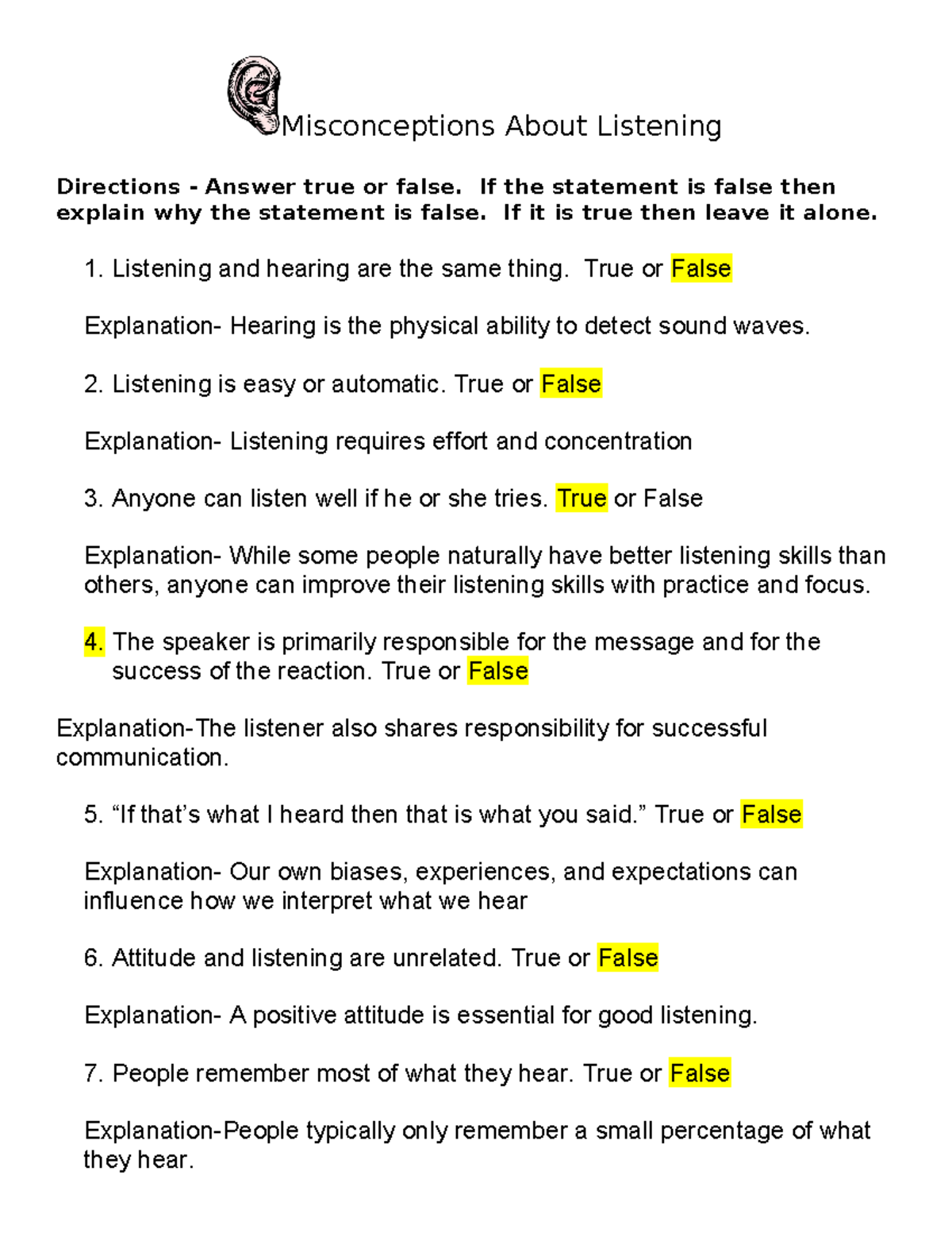 Excercise - Misconcptions about Lstng 3 lessons+ - Misconceptions About ...