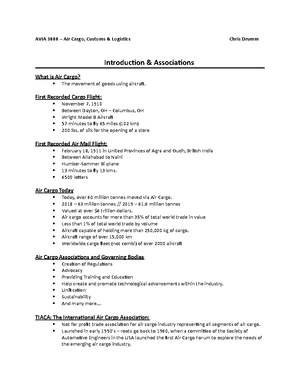 Assignment 4, Week 4, Chapter 4, Air Cargo, Customs, and Logistics ...