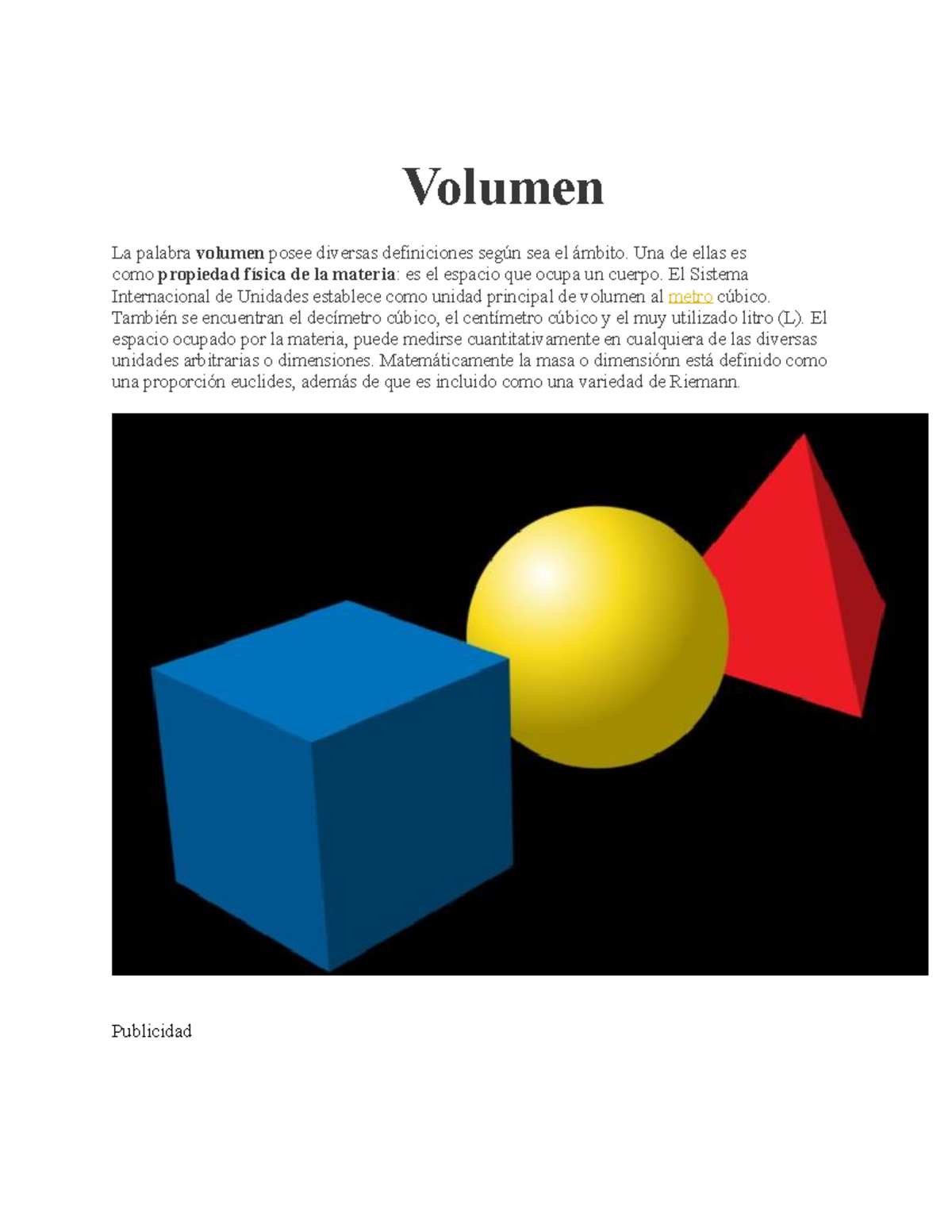 Volumen - Volumen La palabra volumen posee diversas definiciones según ...