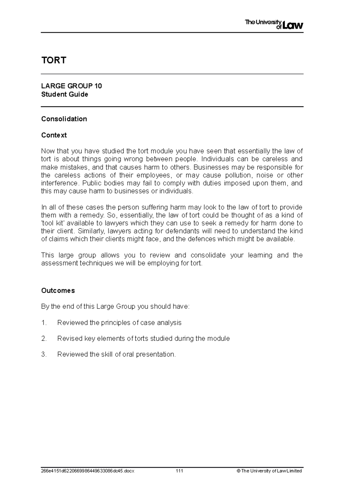 2223 tort lg10 ce01 student guide - TORT LARGE GROUP 10 Student Guide Consolidation Context Now ...