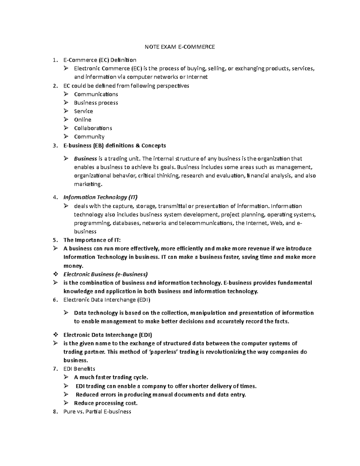 Note Exam E-c0mmerce - I need only to read - NOTE EXAM E-COMMERCE E ...