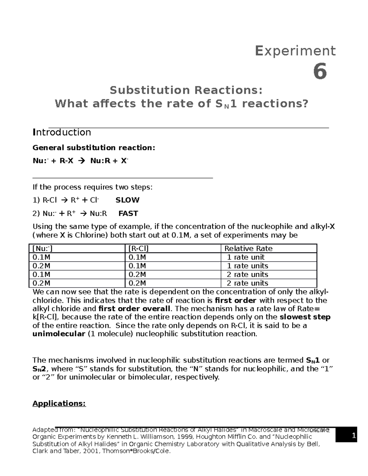 Experiment 6 Substitution Part2 Student Version - CHEM 2 Experiment 6 ...
