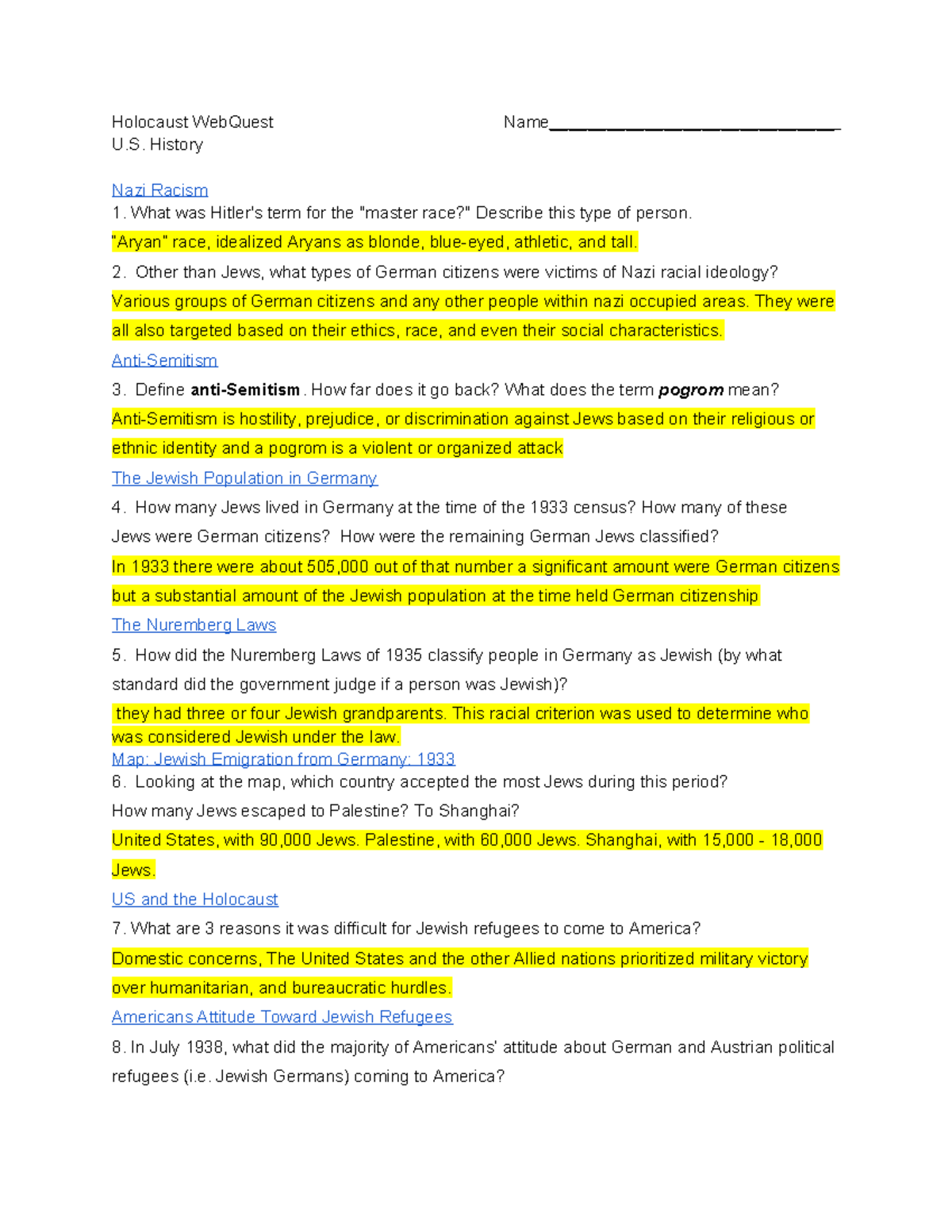 Copy of Holocaust Webquest - Holocaust WebQuest Name ...