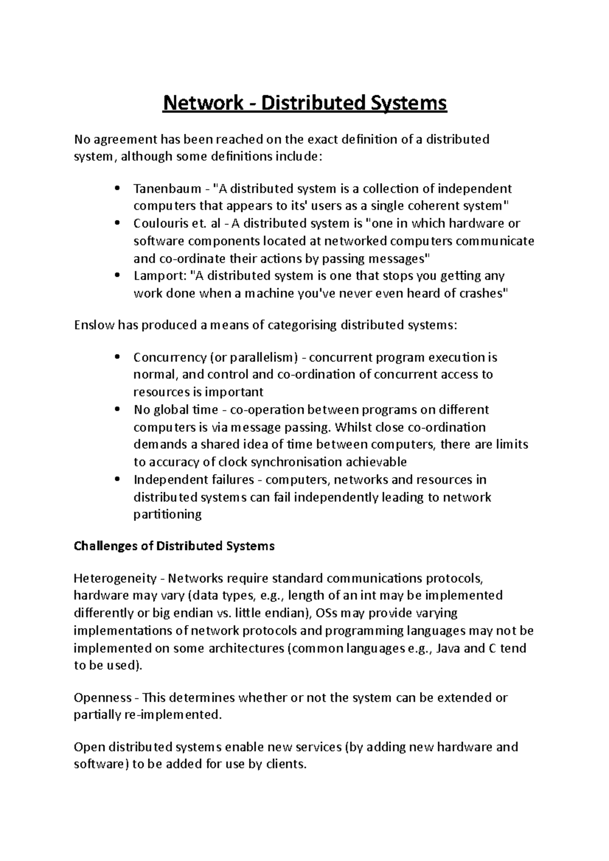 Network - Distributed Systems - COMP1527 - GRE - Studocu