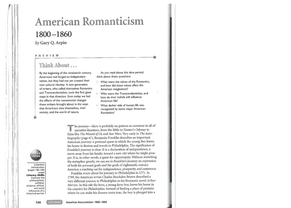 American Romanticism 1800 - 1860 - Gary Arpin - Studocu