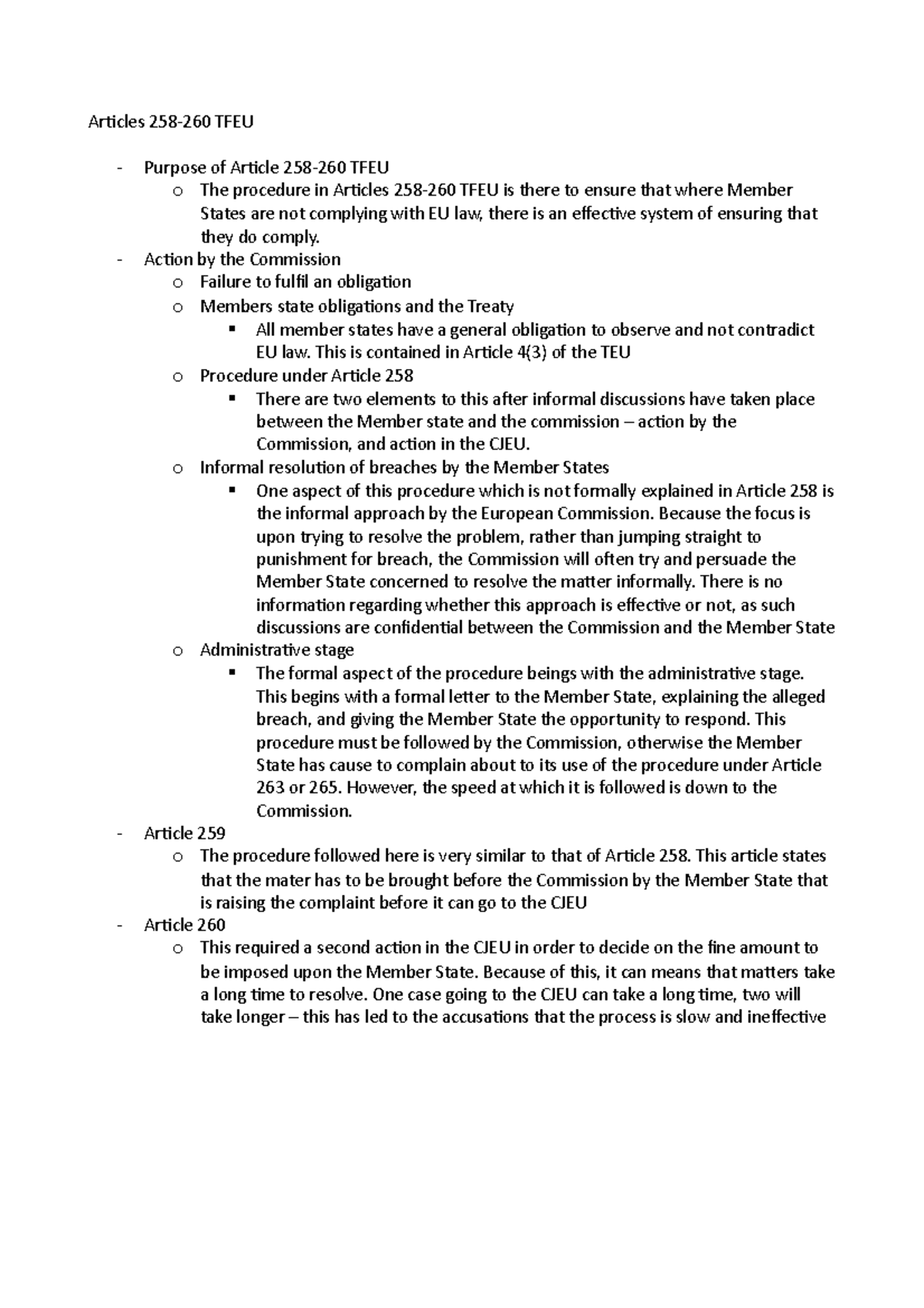 Lecture 3 - Articles 258 - Articles 258-260 TFEU Purpose of Article 258 ...
