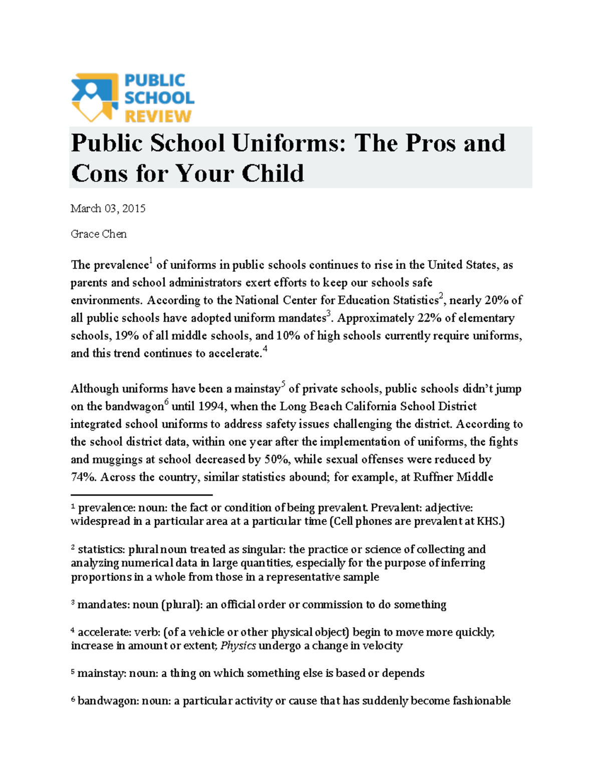 Pros and Cons of School Uniforms - Public School Uniforms: The Pros and ...