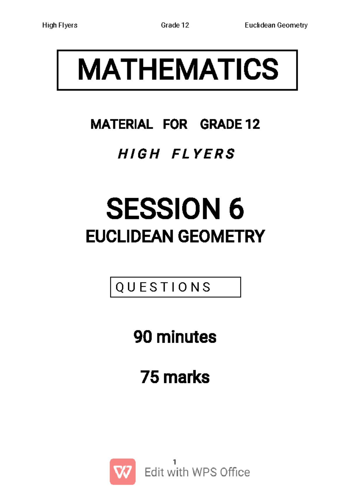 Euclidean Geometry - Math notes - MATERIAL FOR GRADE 12 H I G H F L Y E ...