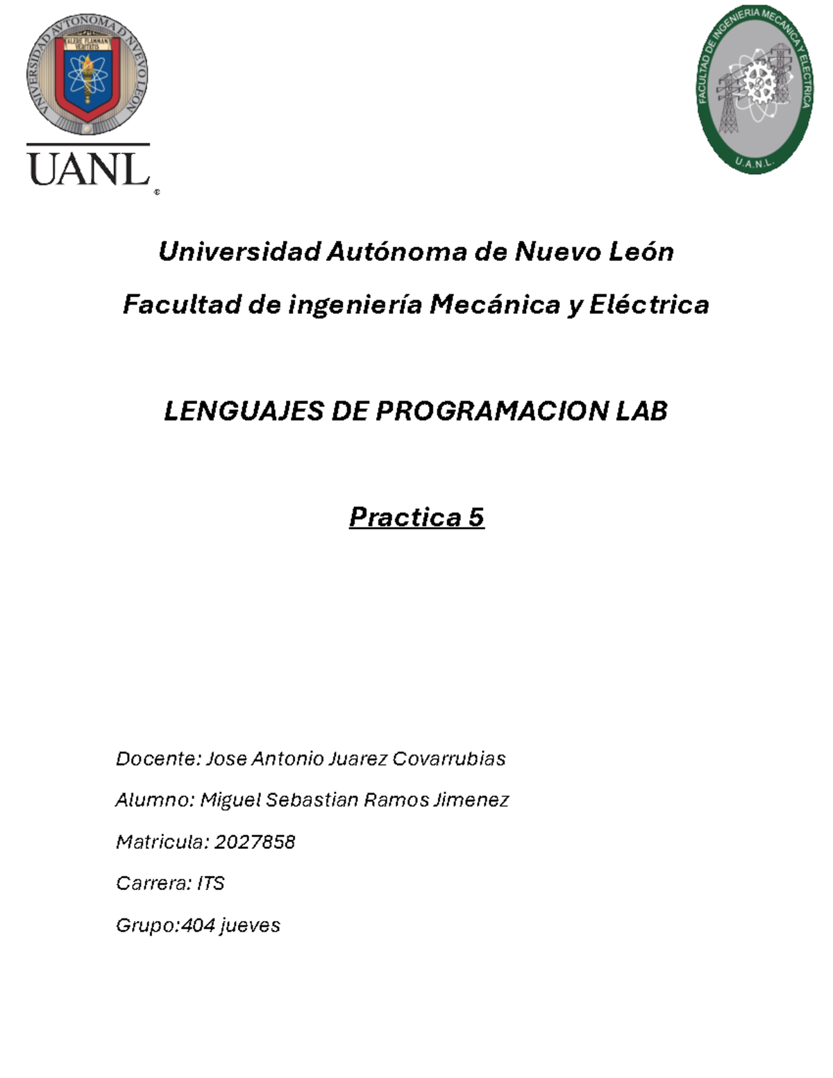 Practica5 Lenguajes De Programación Y Laboratorio - Universidad ...