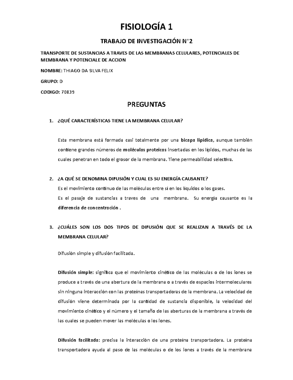 Fisiología 1 Trabajo 2 - Thiago DA Silva Felix - COD 70839 - FISIOLOGÍA ...